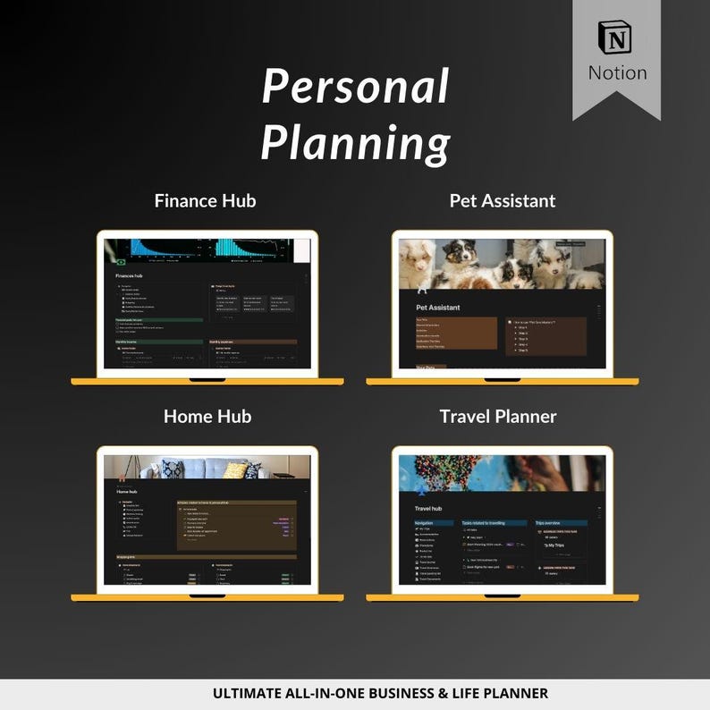 Notion Business & Life Planner | All-in-one Dashboard Template Hub ...
