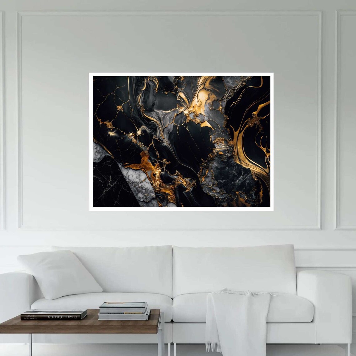 Abstract Black Gold Marble Canvas Wall Art Print - Etsy