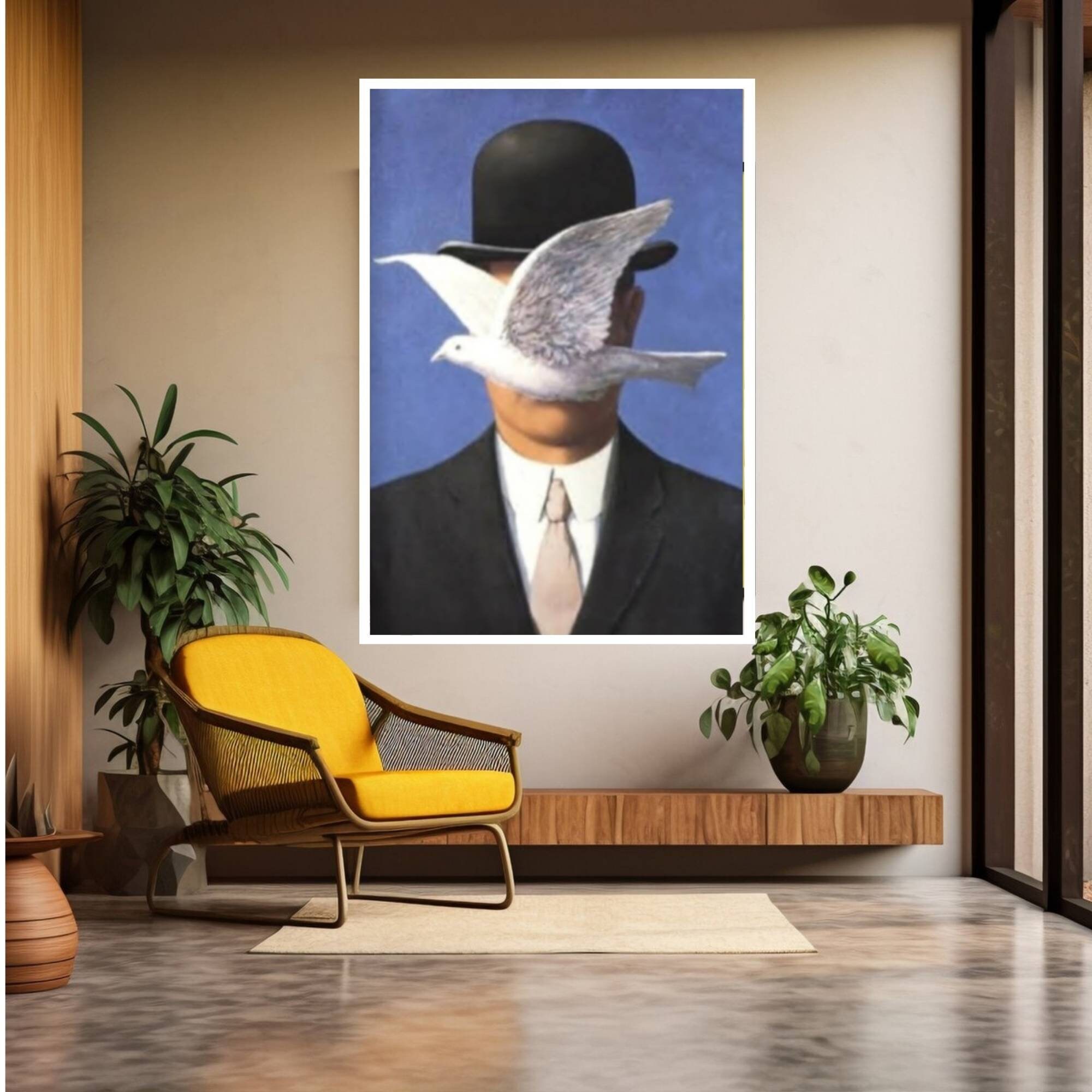 Rene Magritte Poster, Man in a Bowler Hat Canvas Wall Art Print - Etsy ...