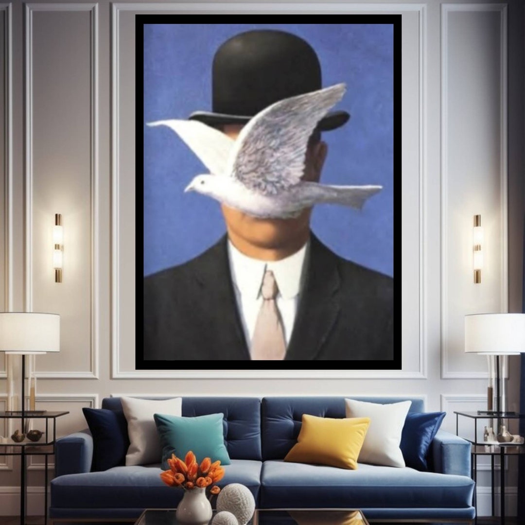 Rene Magritte Poster, Man in a Bowler Hat Canvas Wall Art Print - Etsy ...