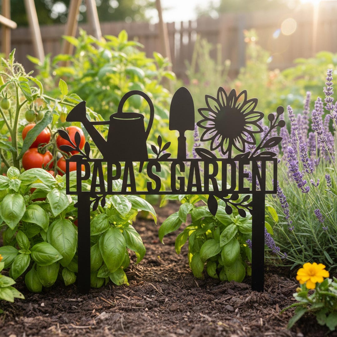Personalized Grandpa's Metal Garden Stake: Outdoor Garden Marker With ...