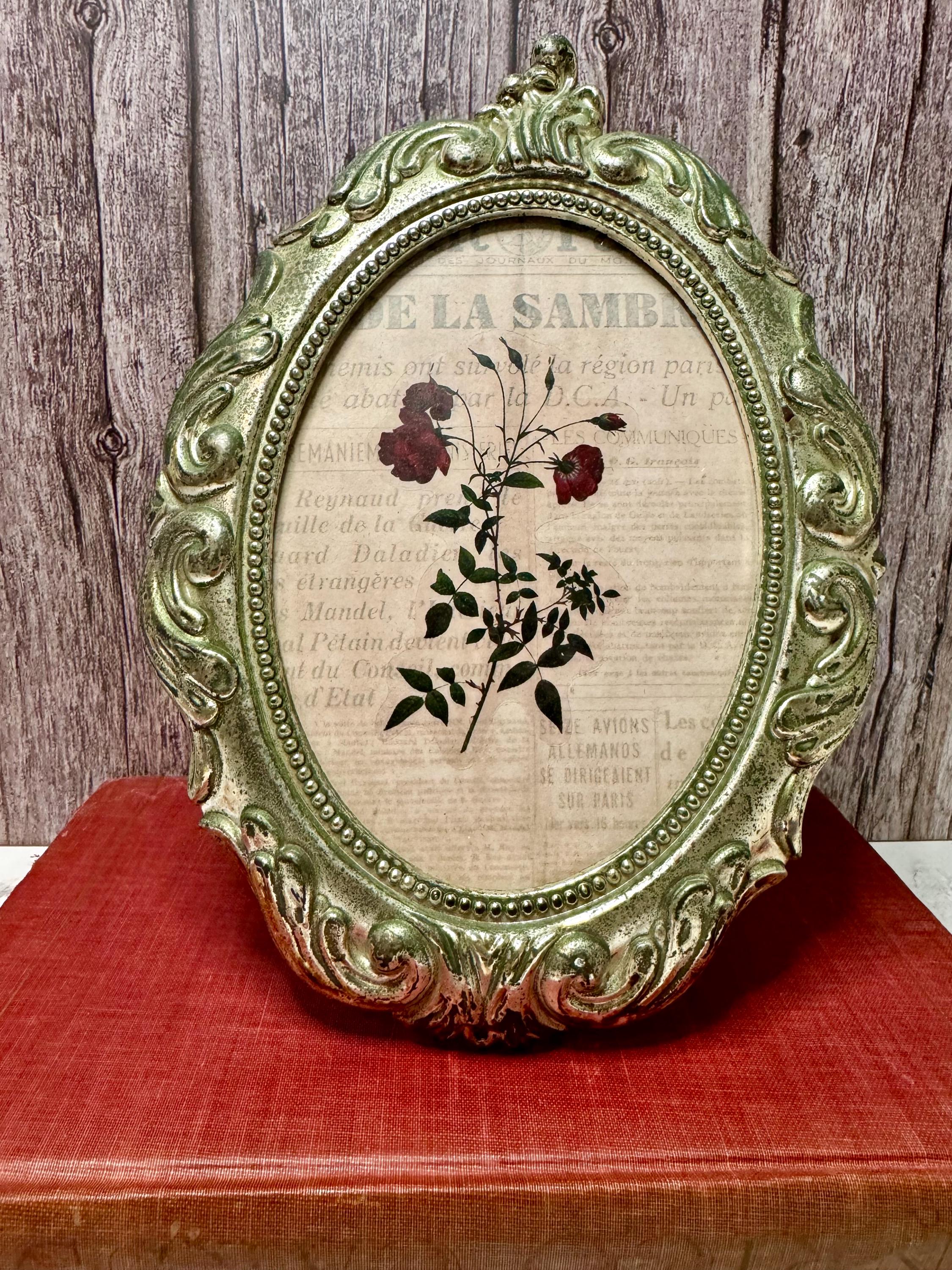 Vintage Oval Silver Frame With Ornate Design, Glass Co Er ~ Vintage ...