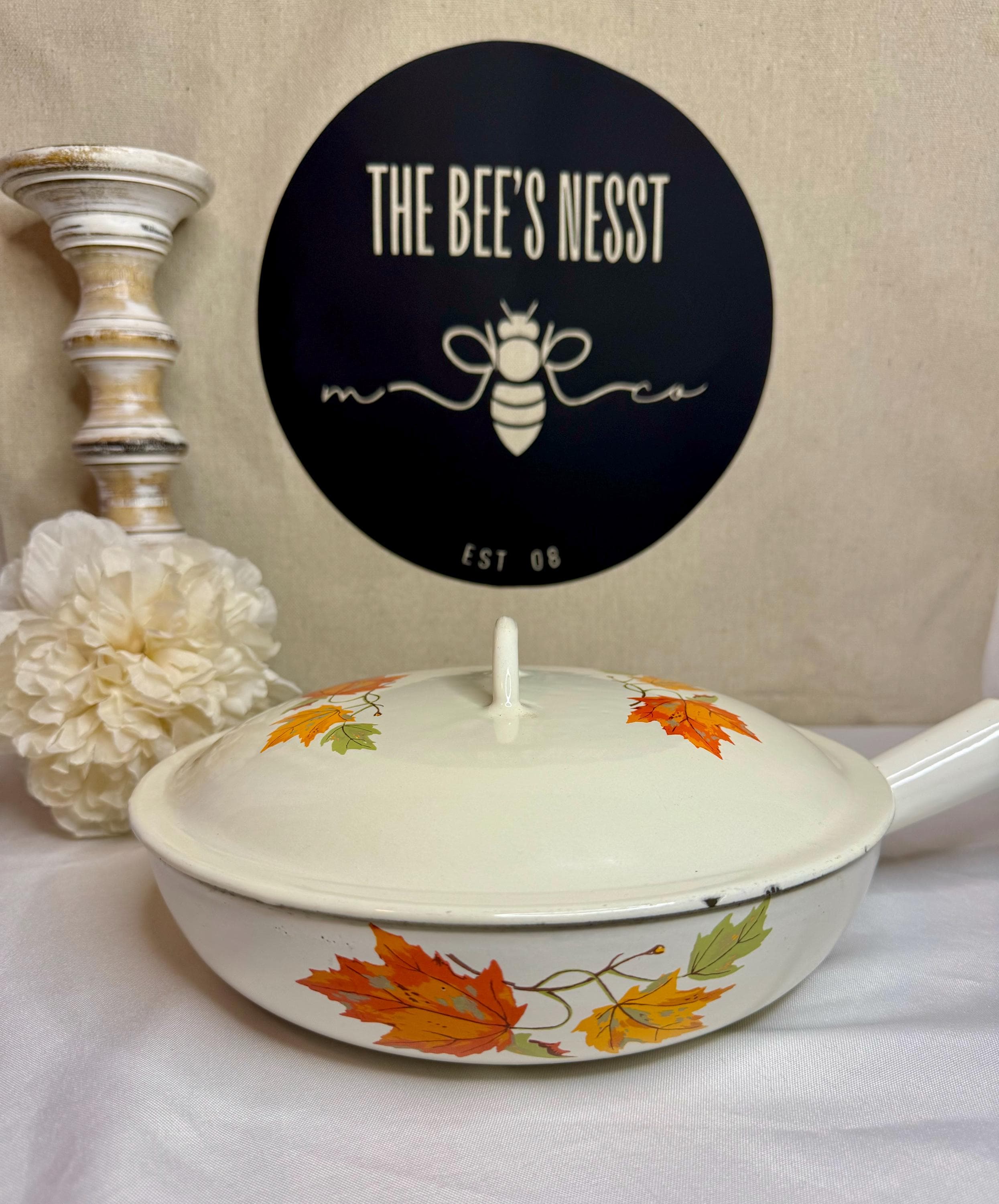 Vintage Descoware Belgium Autumn Maple Leaves Skillet Pan With Lid ...