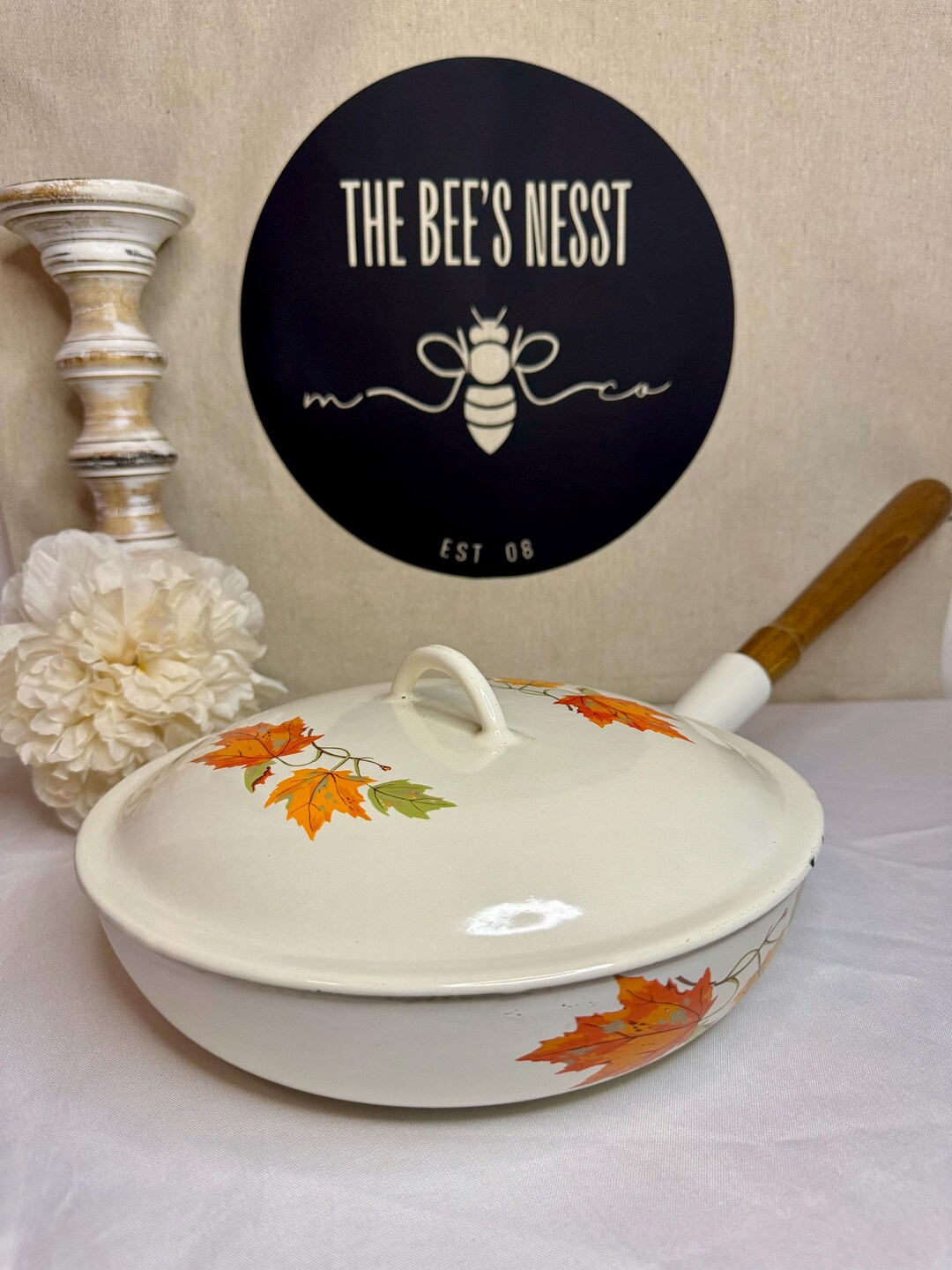 Vintage Descoware Belgium Autumn Maple Leaves Skillet Pan With Lid ...