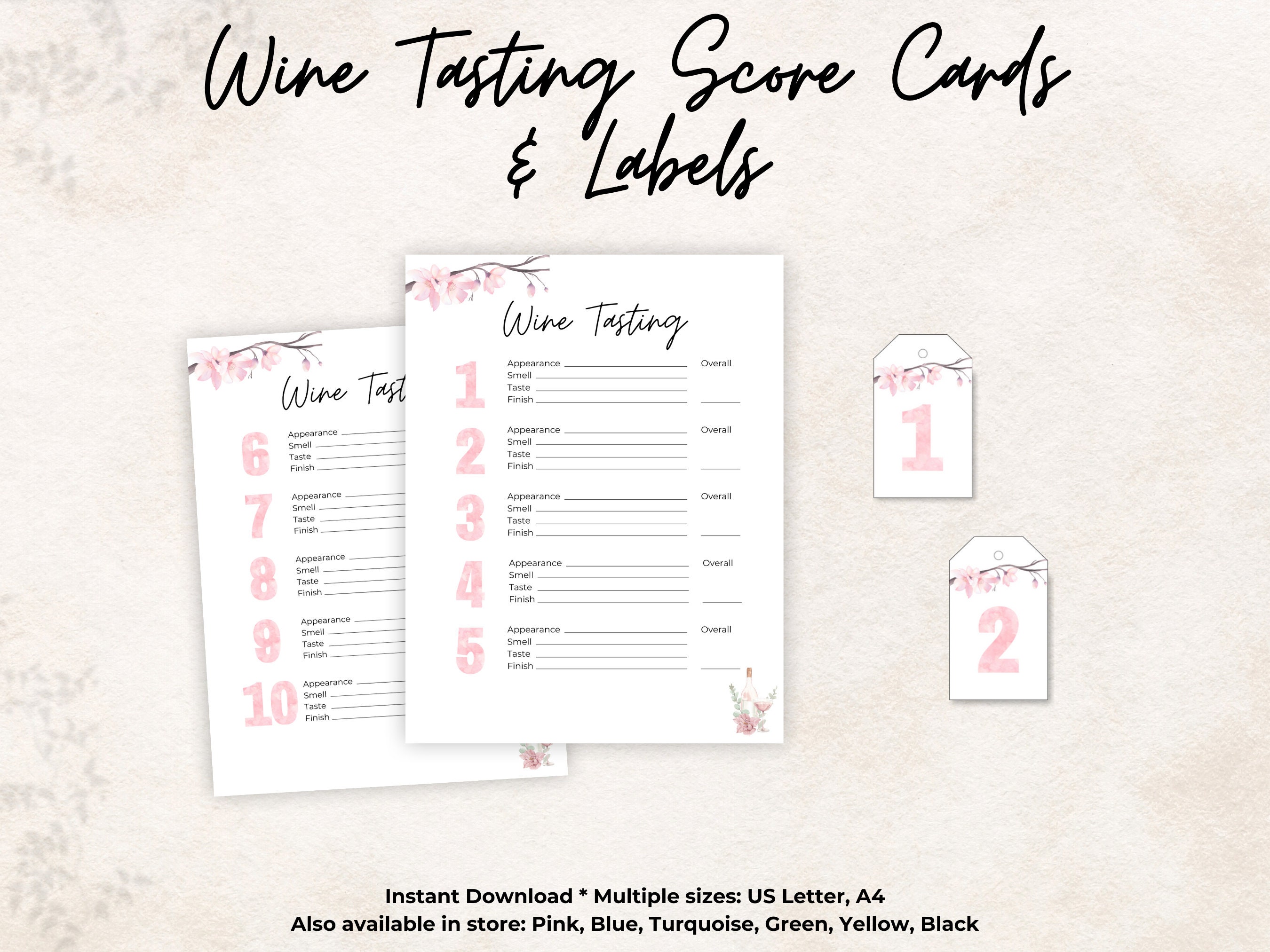 Wine Tasting Guide Red Grape Reference Card, Cheat Sheet, Scorecard ...