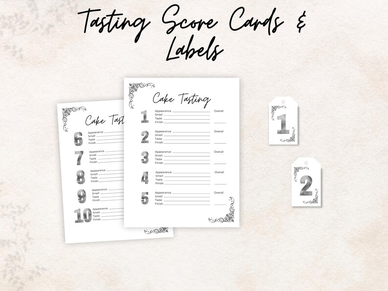 Cake Tasting Party Kit, Scorecard, Label Tags, Placemat, Sign, 10 Cakes ...