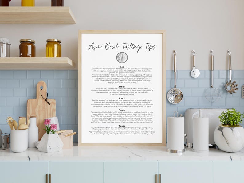 Acai Bowl Tasting Tips, Cheatsheet, Guide, Poster, Sign, Printable ...