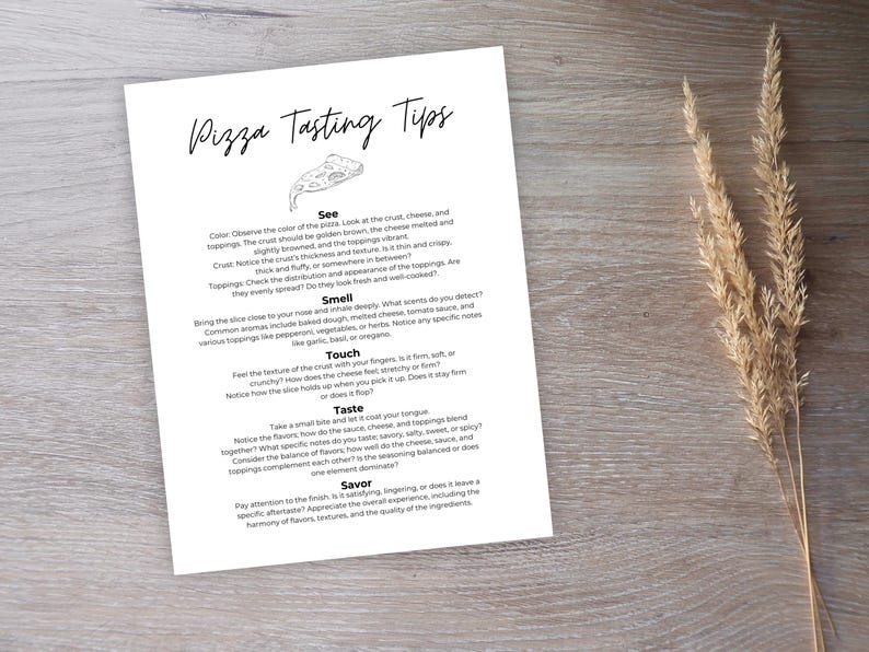 Pizza Tasting Tips, Cheatsheet, Guide, Poster, Sign, Printable ...