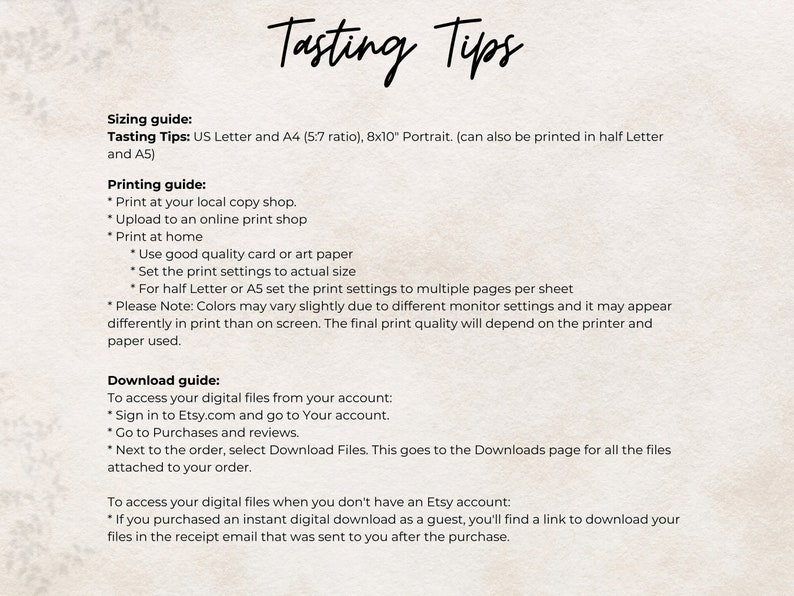 Cocktail Tasting Tips, Cheatsheet, Guide, Poster, Sign, Printable ...