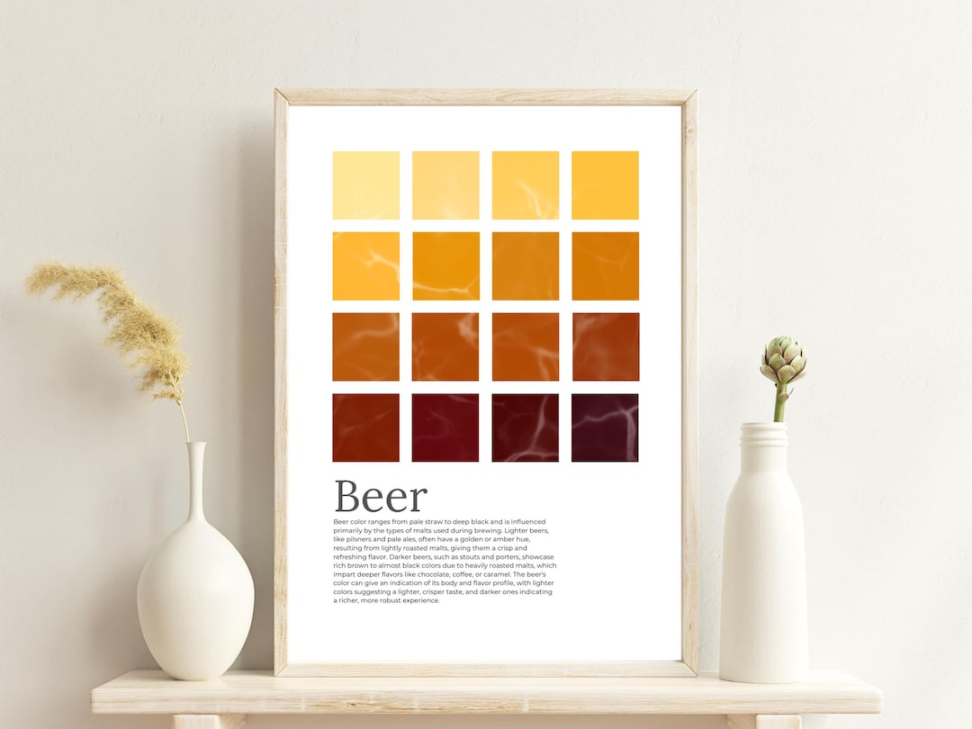 Beer Color Guide, Types, Tips, Cheatsheet, Poster, Sign, Home Beer ...