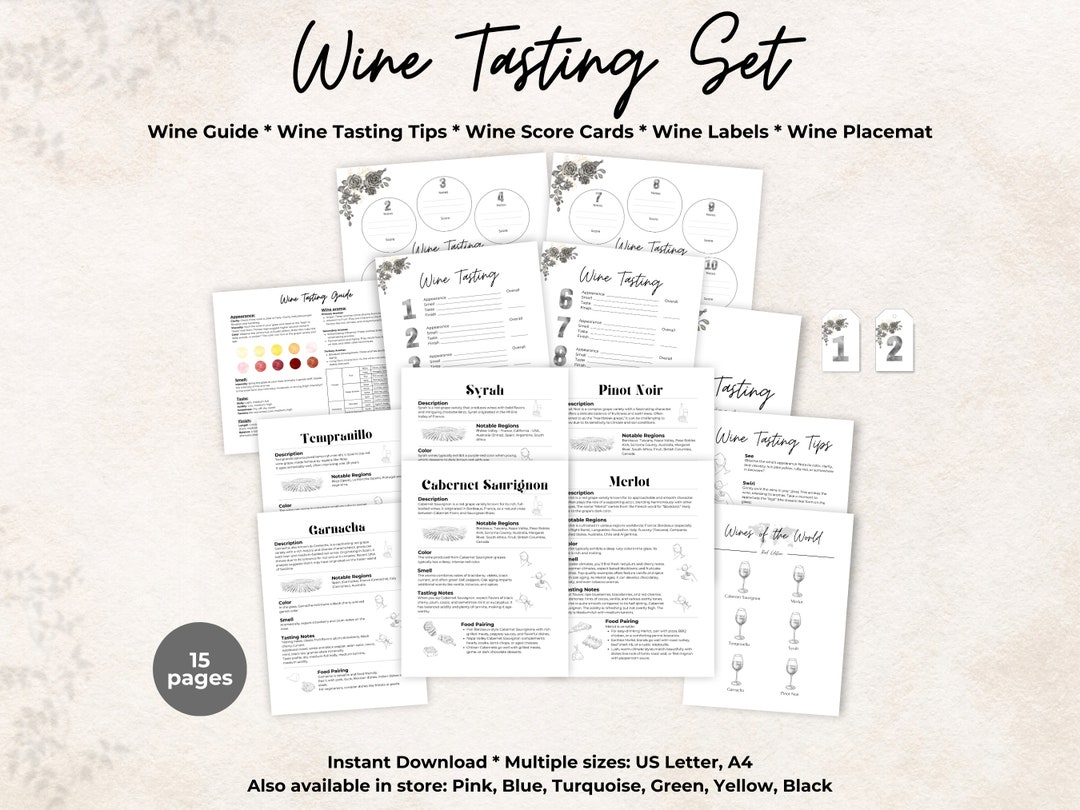 Wine Tasting Guide Red Grape Reference Card, Cheat Sheet, Scorecard ...