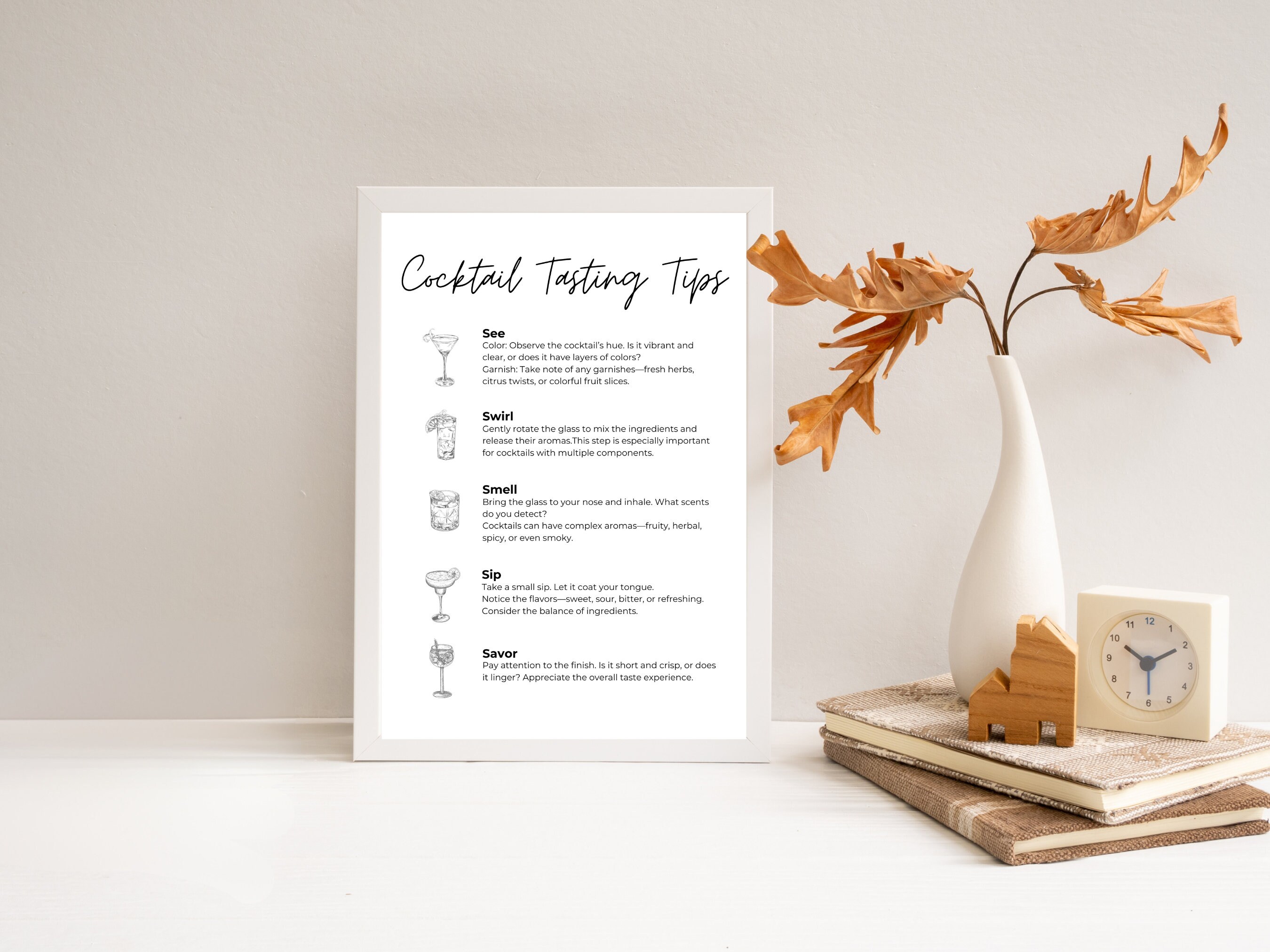 Cocktail Tasting Tips, Cheatsheet, Guide, Poster, Sign, Printable ...