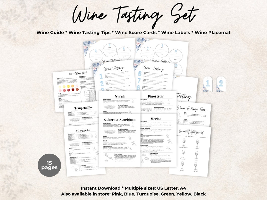 Wine Tasting Guide Red Grape Reference Card, Cheat Sheet, Scorecard ...