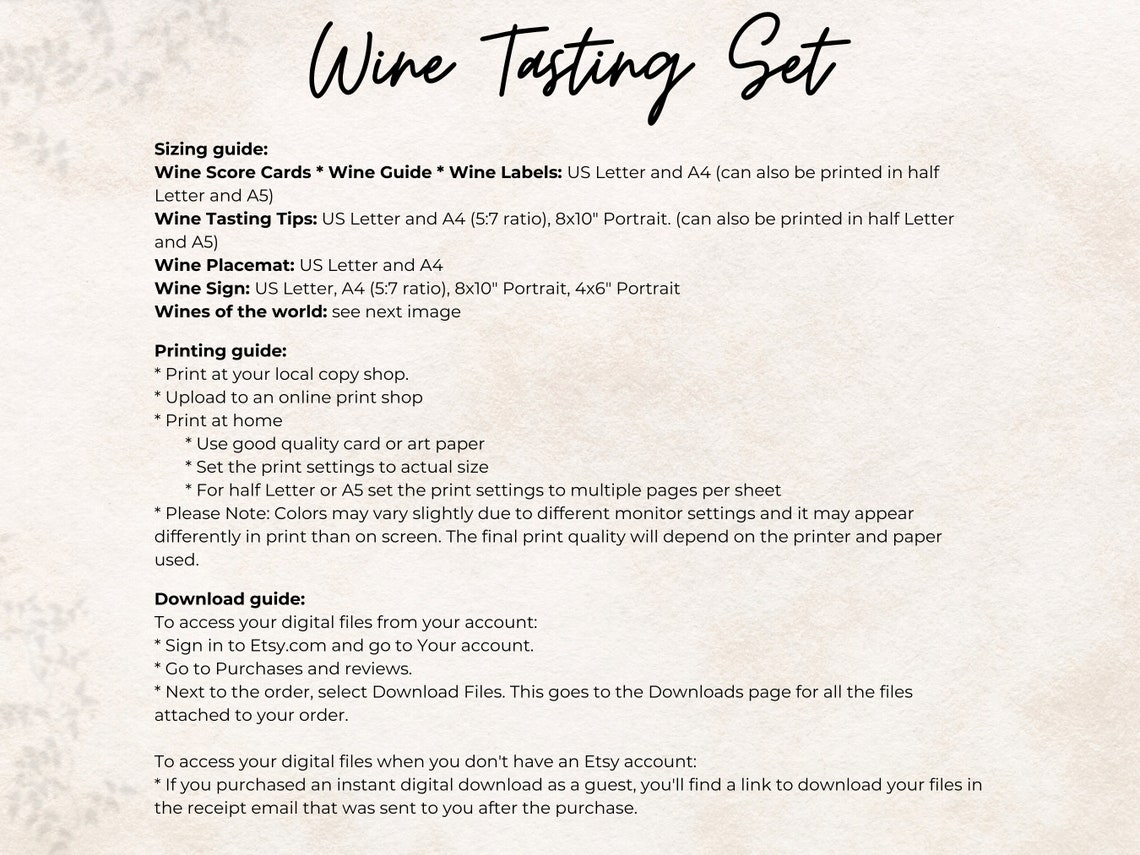 Wine Tasting Guide White Grape Reference Card, Cheat Sheet, Scorecard ...