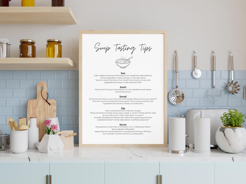 Soup Tasting Tips, Cheatsheet, Guide, Poster, Sign, Printable ...