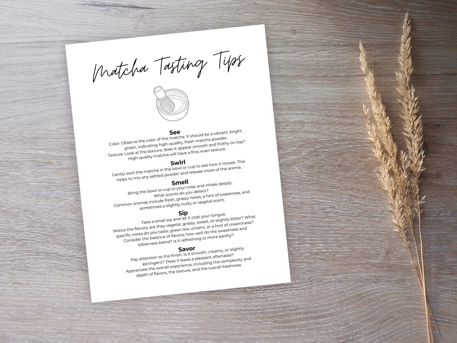 Matcha Tasting Tips, Cheatsheet, Guide, Poster, Sign, Printable ...