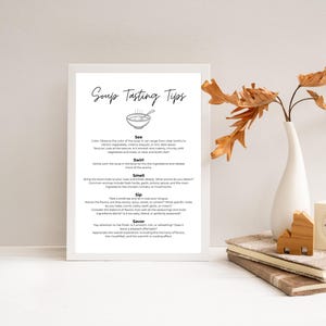 Soup Tasting Tips, Cheatsheet, Guide, Poster, Sign, Printable ...