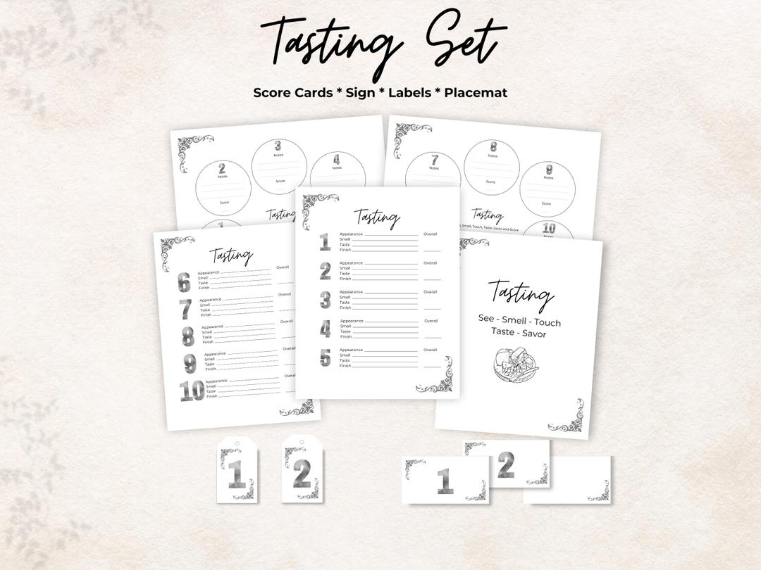 Food Tasting Party Kit, Scorecard, Label Tags, Placemat, Sign, 10 Foods ...
