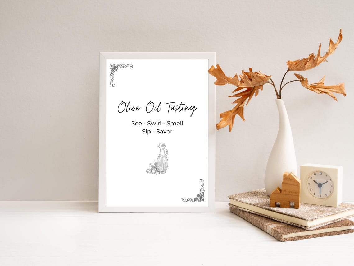 Olive Oil Tasting Party Kit, Scorecard, Bottle Tags, Placemat, Sign, 10 ...