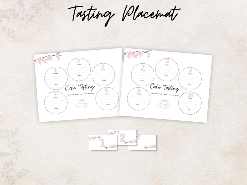 Cake Tasting Party Kit, Scorecard, Label Tags, Placemat, Sign, Pink, 10 ...
