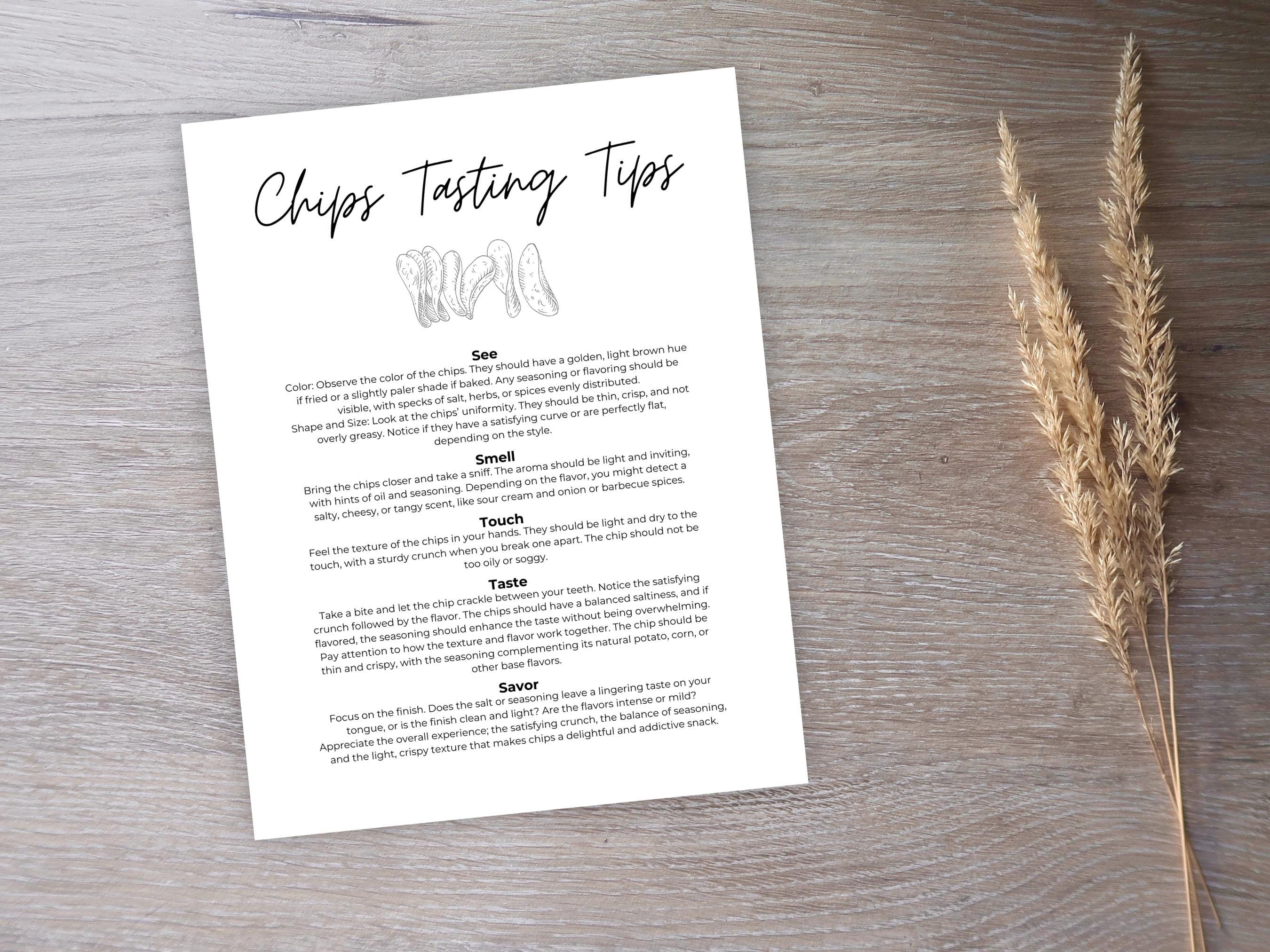 Chips Tasting Tips, Cheatsheet, Guide, Poster, Sign, Printable ...