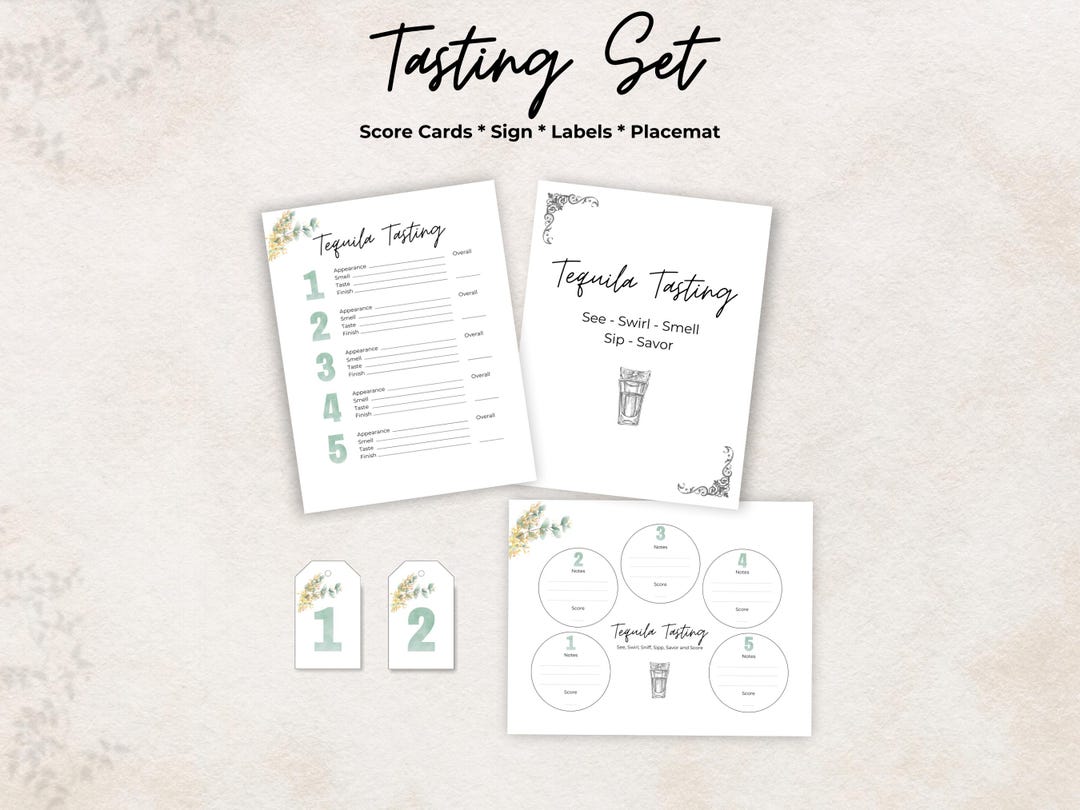 Tequila Tasting Party Kit, Scorecard, Bottle Tags, Placemat, Sign ...