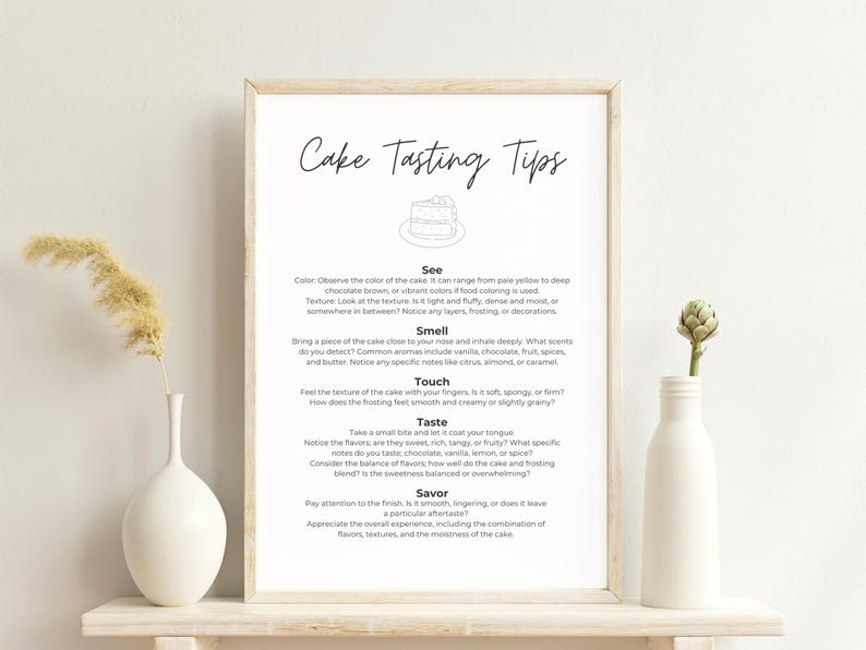 Cake Tasting Tips, Cheatsheet, Guide, Poster, Sign, Printable ...
