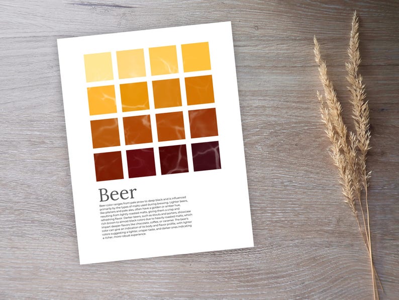 Beer Color Guide, Types, Tips, Cheatsheet, Poster, Sign, Home Beer ...
