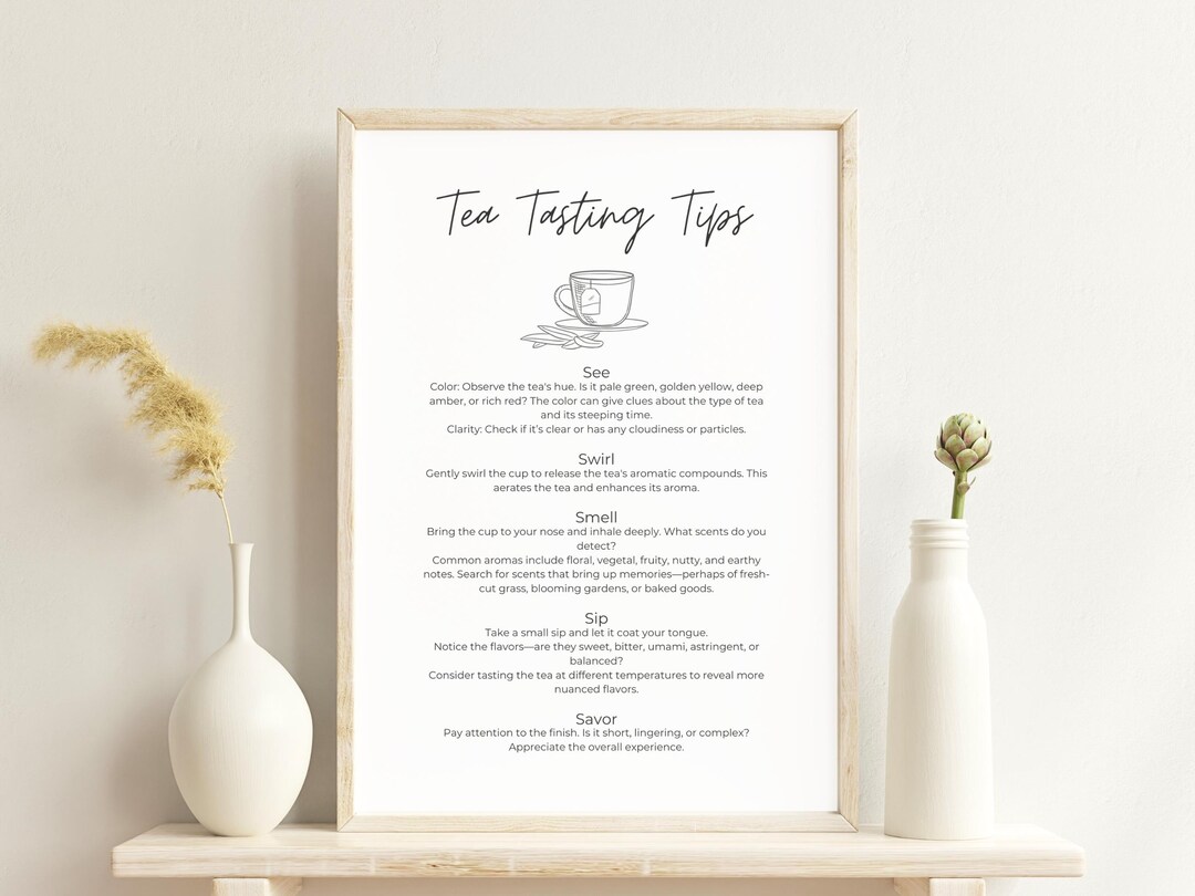 Tea Tasting Tips, Cheatsheet, Guide, Poster, Sign, Printable ...
