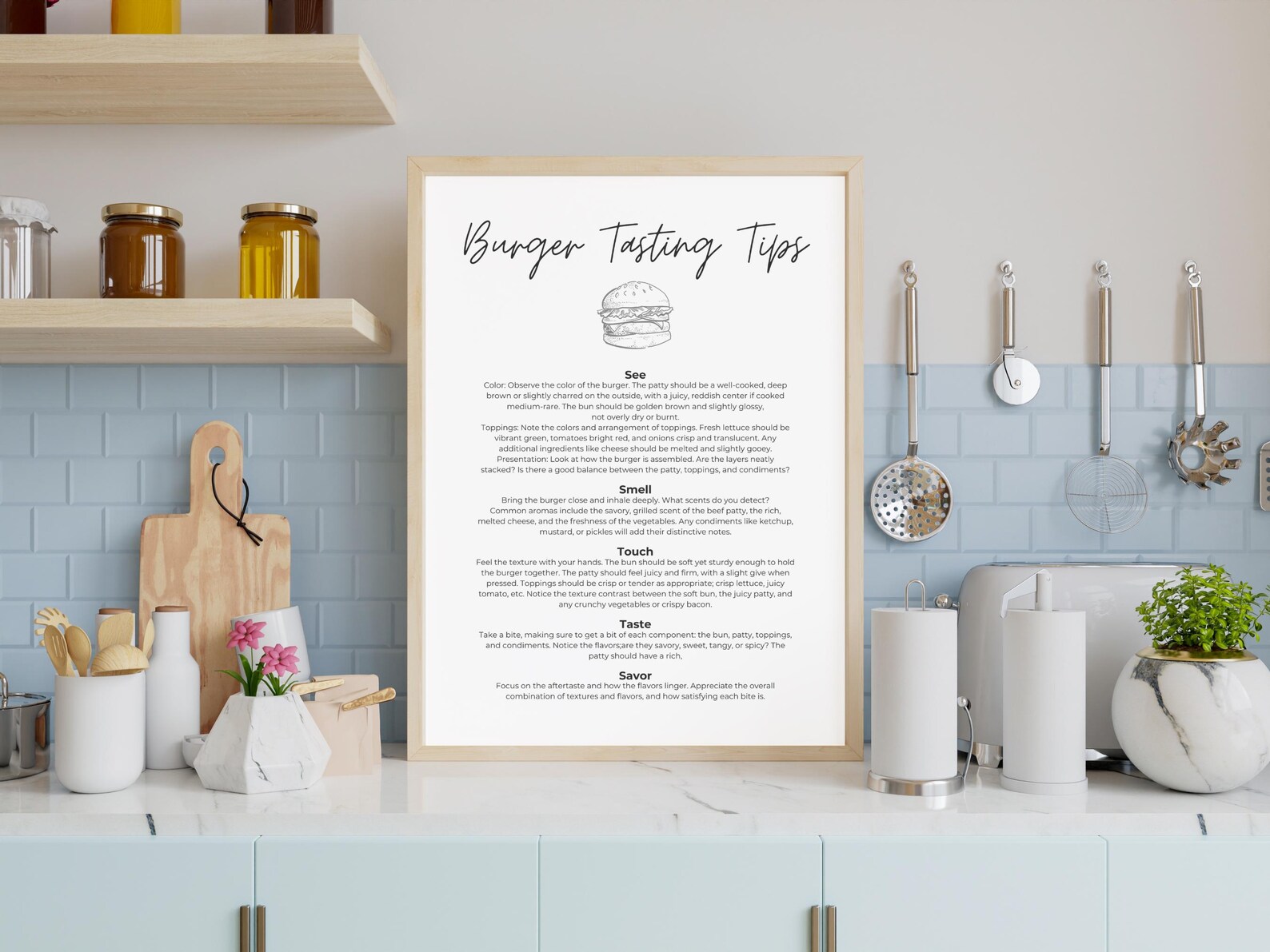 Burger Tasting Tips, Cheatsheet, Guide, Poster, Sign, Printable ...