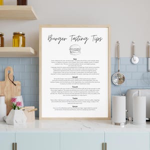 Burger Tasting Tips, Cheatsheet, Guide, Poster, Sign, Printable ...