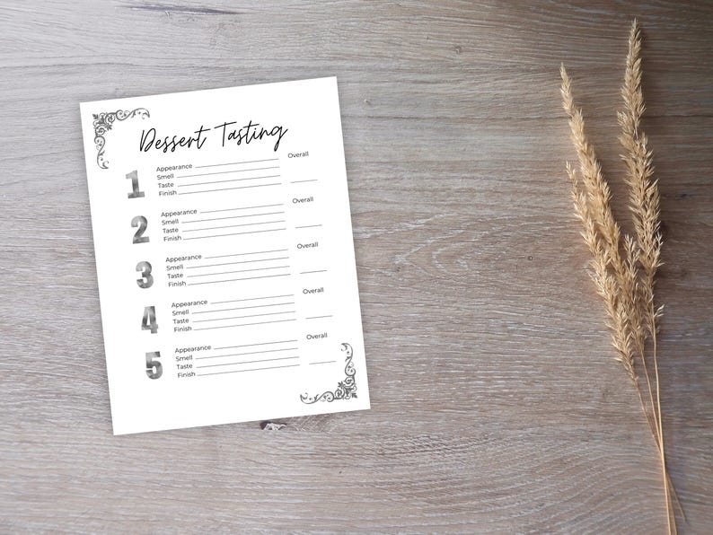Dessert Tasting Party Kit, Scorecard, Label Tags, Placemat, Sign, 10 ...