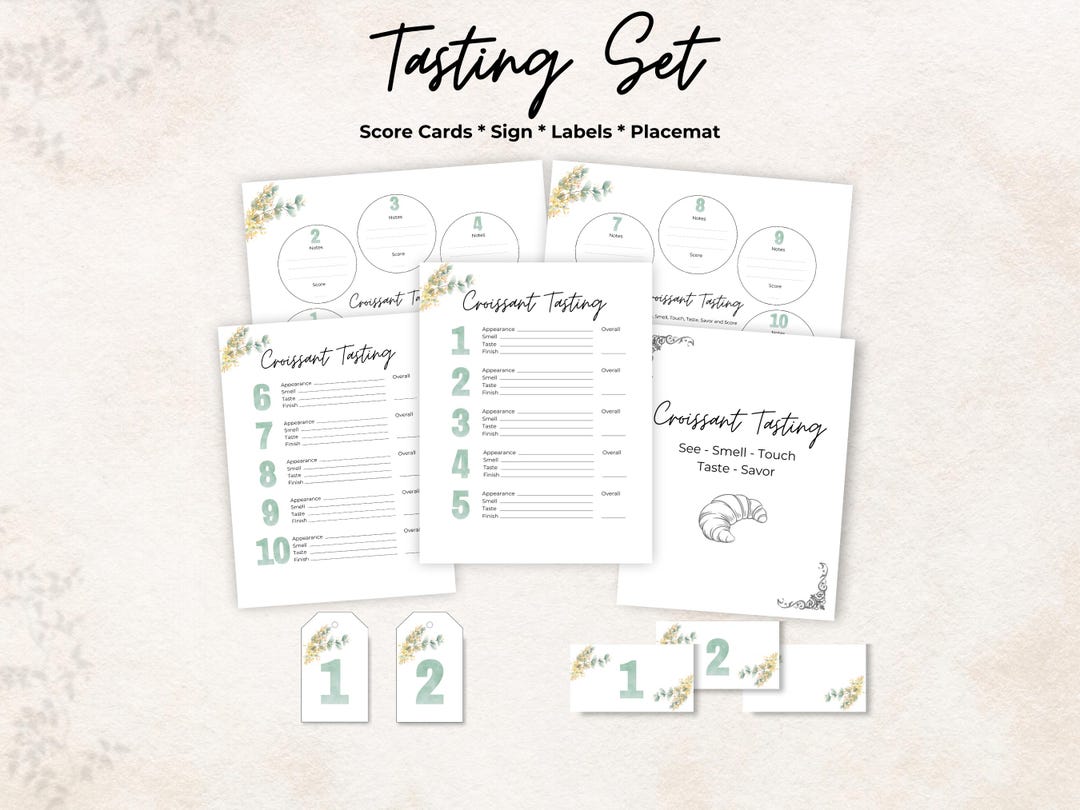 Croissant Tasting Party Kit, Scorecard, Label Tags, Placemat, Sign ...