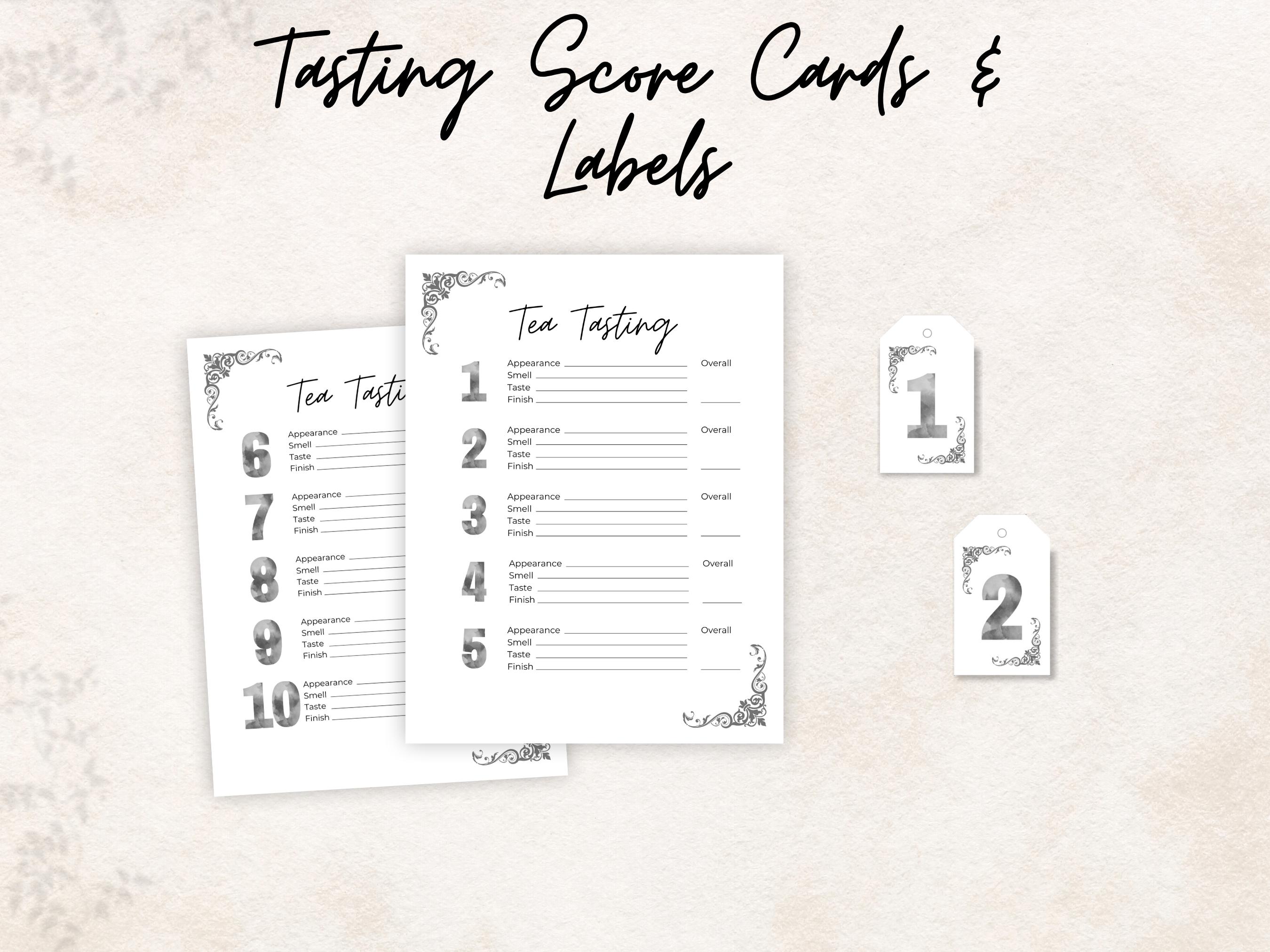 Tea Tasting Party Kit, Scorecard, Label Tags, Placemat, Sign, 10 Teas ...