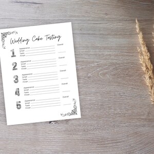 Wedding Cake Tasting Kit, Scorecard, Label Tags, Placemat, Sign, 10 ...