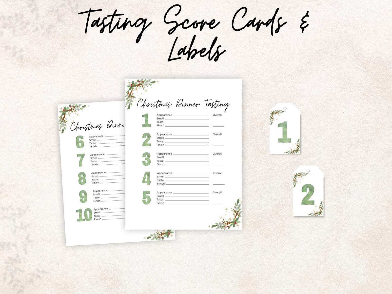 Christmas Tasting Party Kit, Scorecard, Label Tags, Placemat, Sign ...