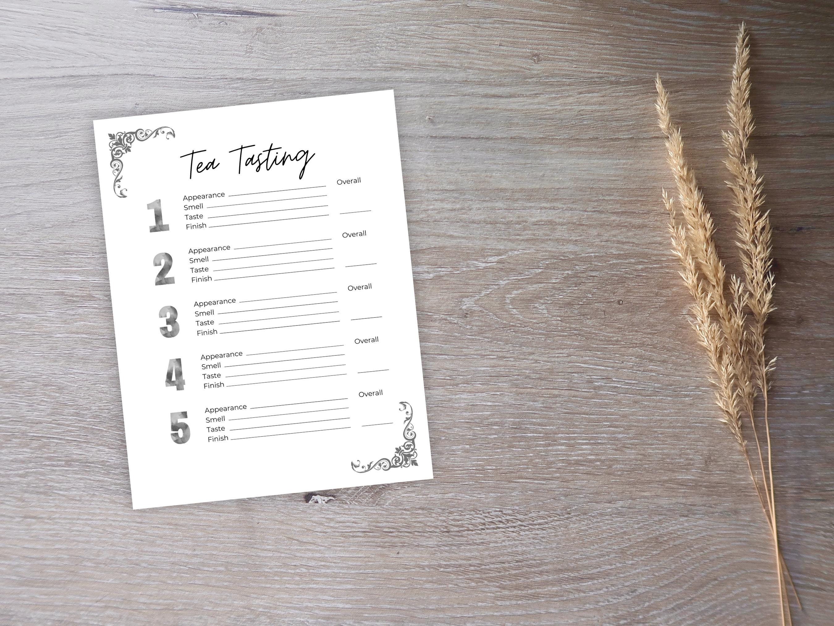 Tea Tasting Party Kit, Scorecard, Label Tags, Placemat, Sign, 10 Teas ...