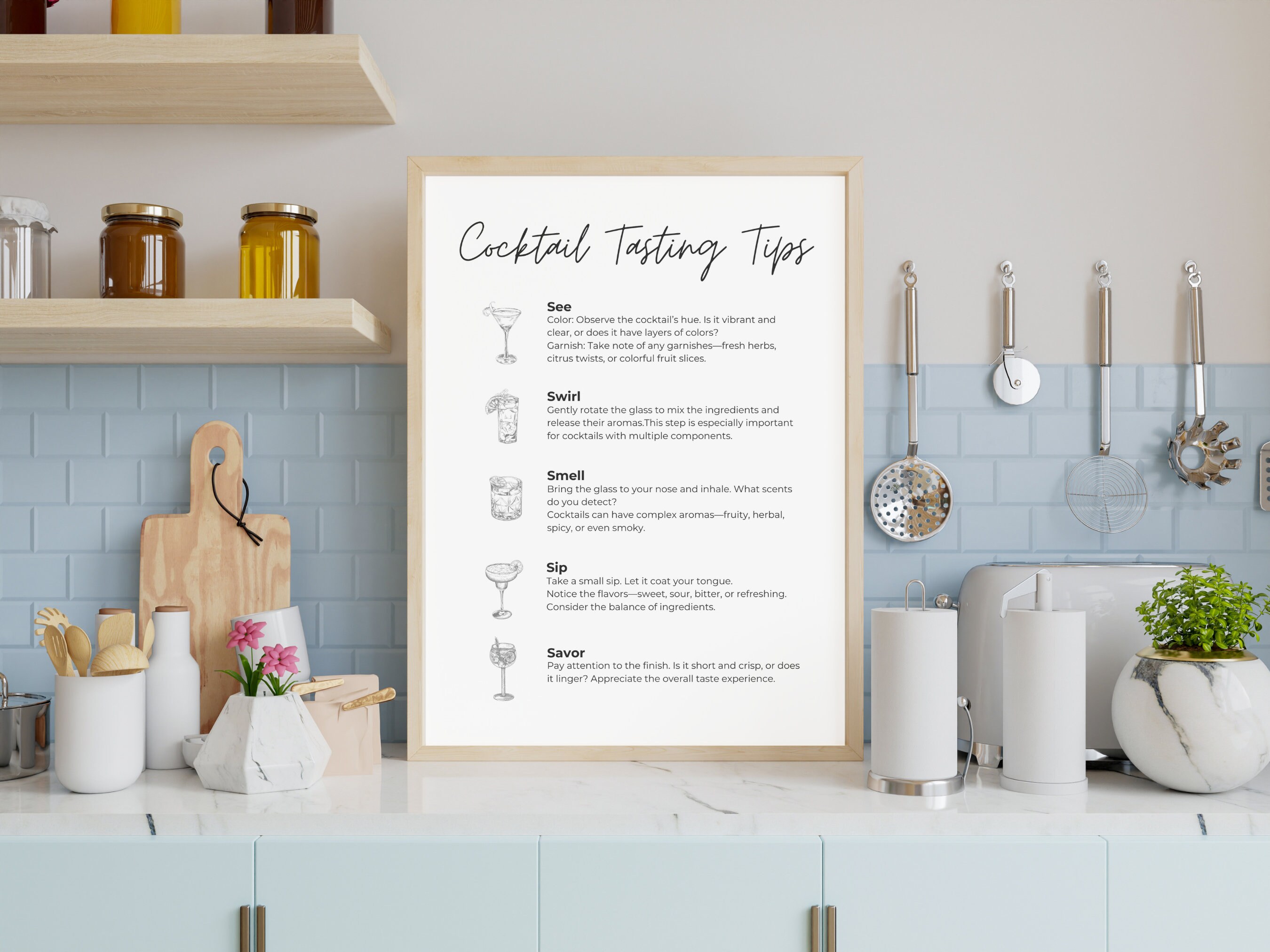 Cocktail Tasting Tips, Cheatsheet, Guide, Poster, Sign, Printable ...