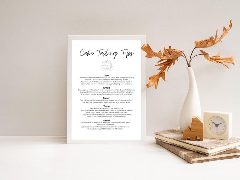 Cake Tasting Tips, Cheatsheet, Guide, Poster, Sign, Printable ...