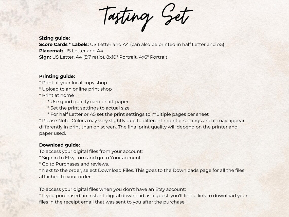 Olive Oil Tasting Party Kit, Scorecard, Bottle Tags, Placemat, Sign, 10 ...