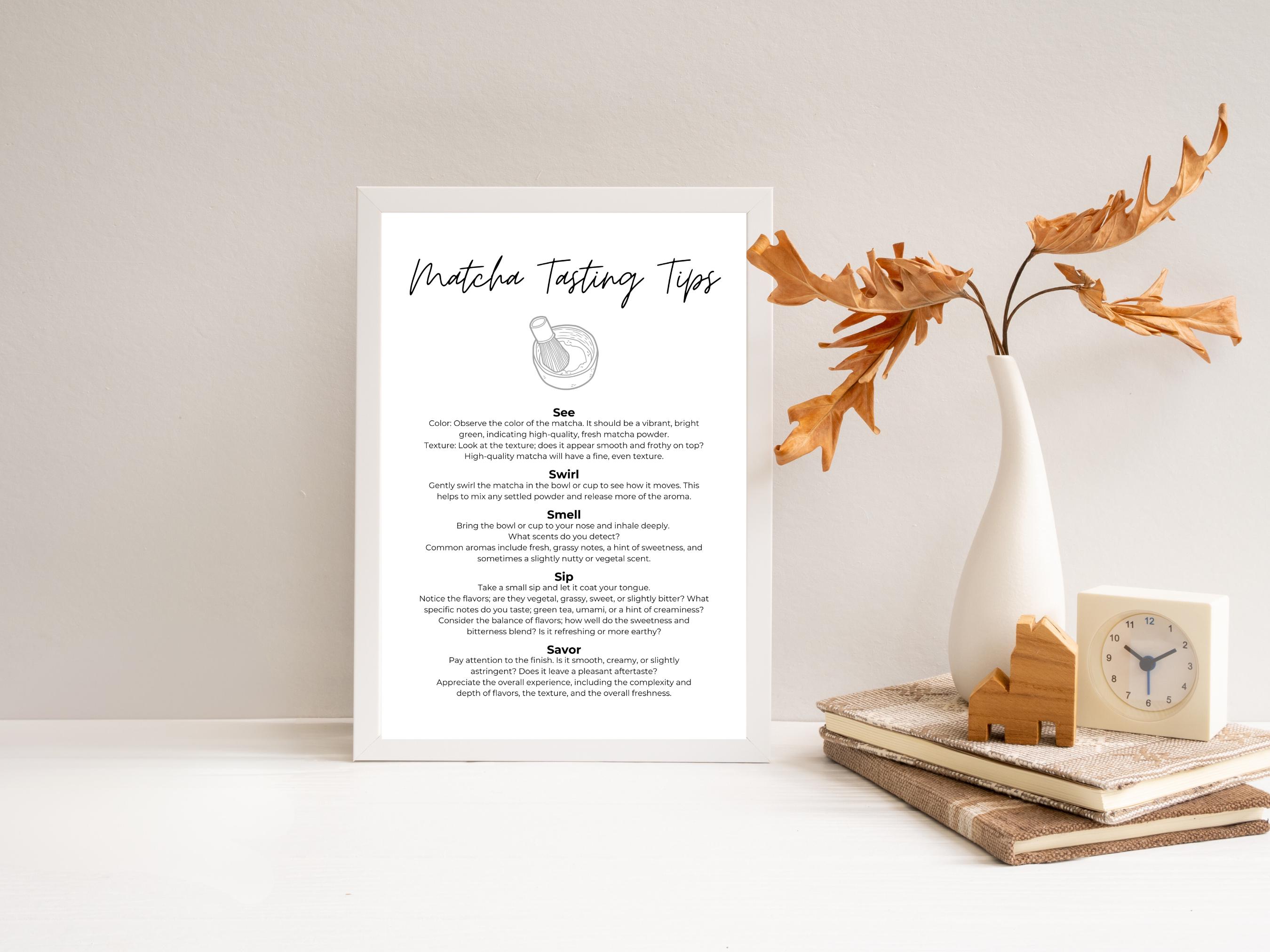 Matcha Tasting Tips, Cheatsheet, Guide, Poster, Sign, Printable ...