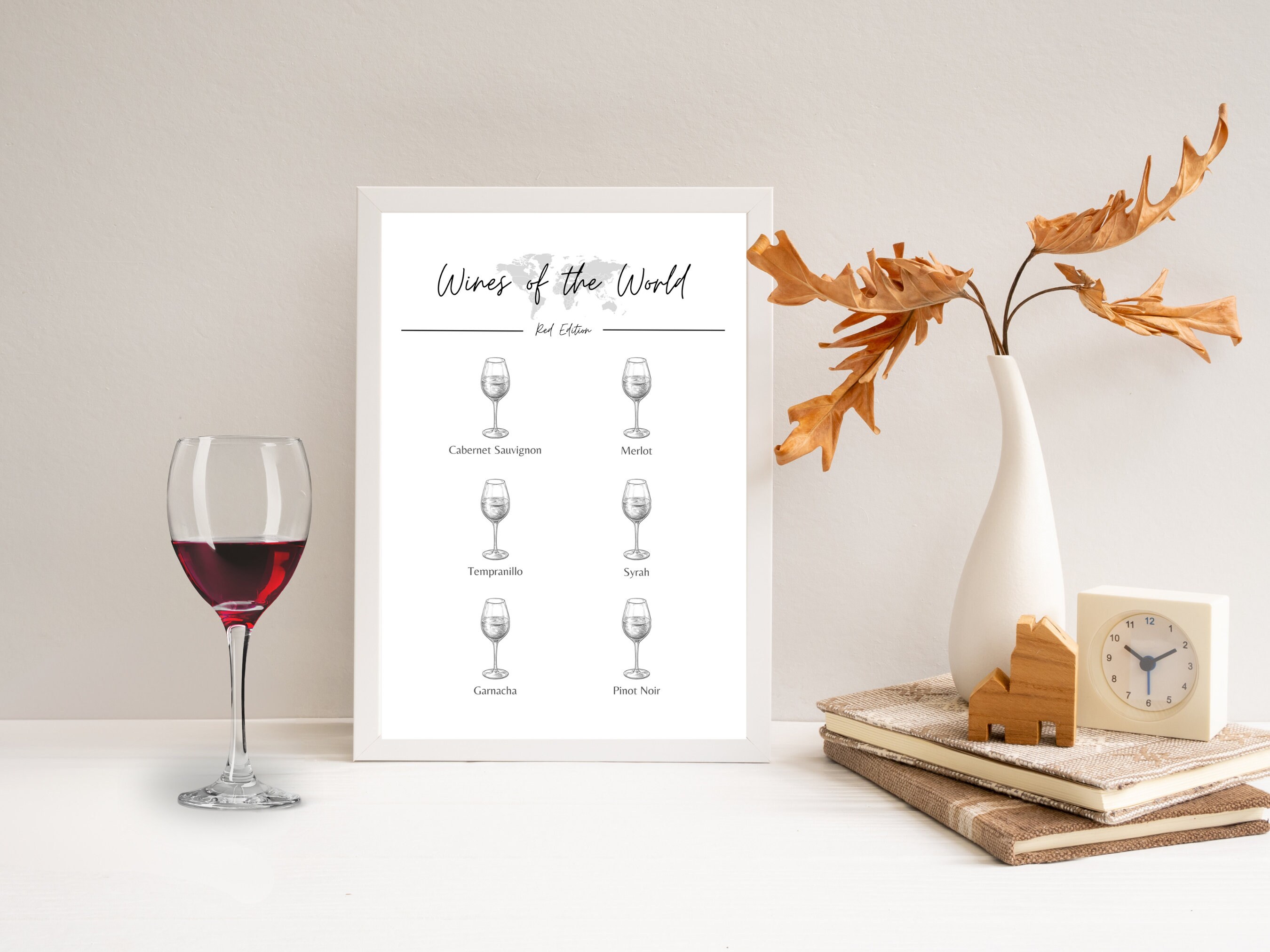 Wine Tasting Guide Red Wine, Grape Reference Card, Cheat Sheet, Sign ...