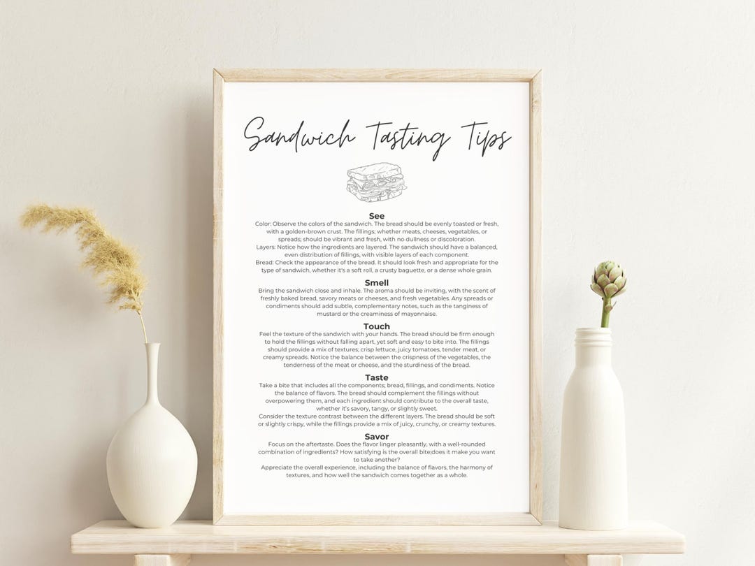 Sandwich Tasting Tips, Cheatsheet, Guide, Poster, Sign, Printable ...