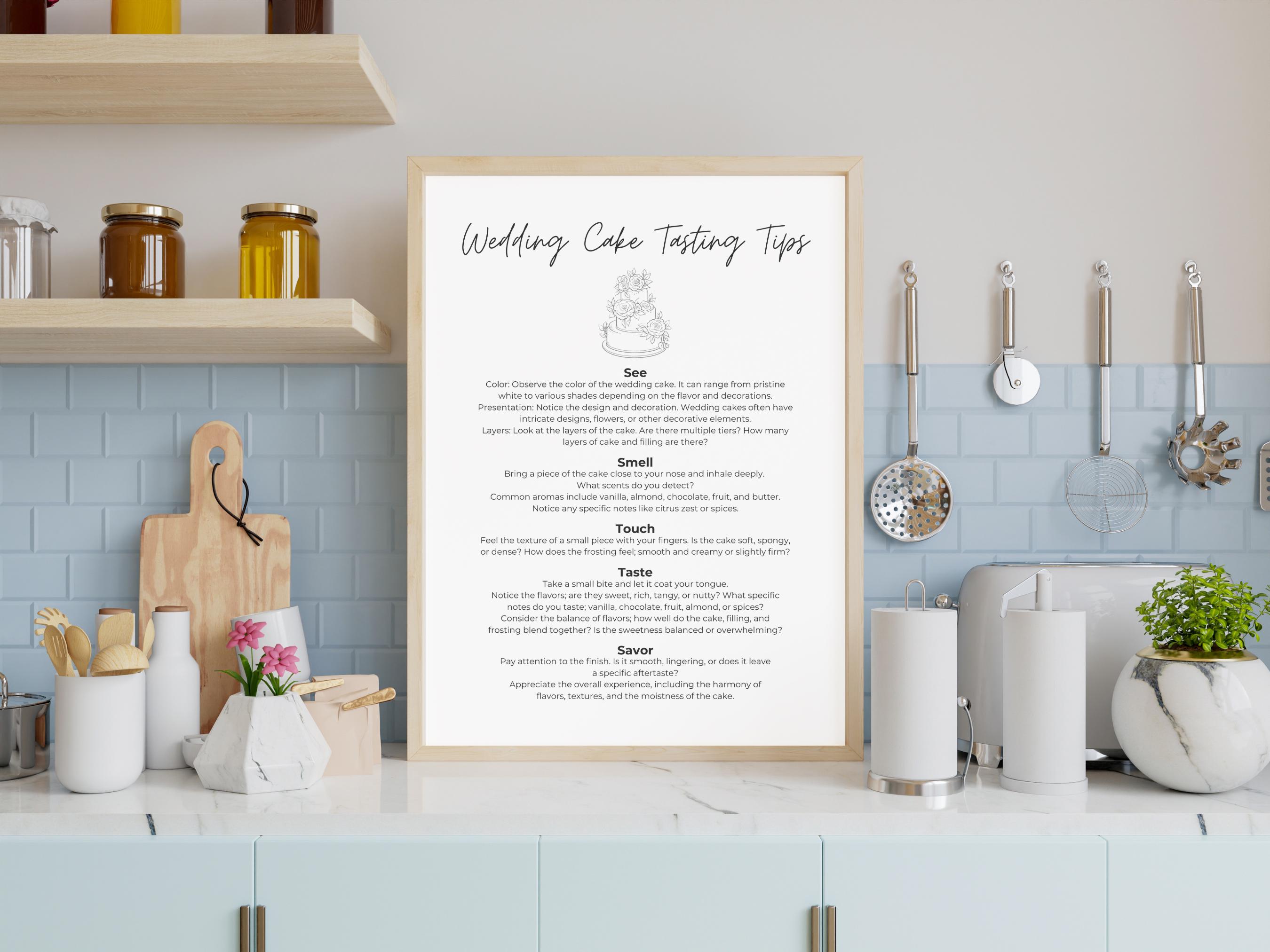 Wedding Cake Tasting Tips, Cheatsheet, Guide, Poster, Sign, Printable ...