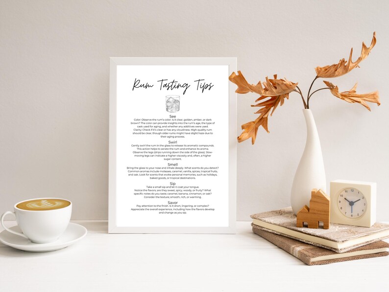 Rum Tasting Tips, Cheatsheet, Guide, Poster, Sign, Printable ...
