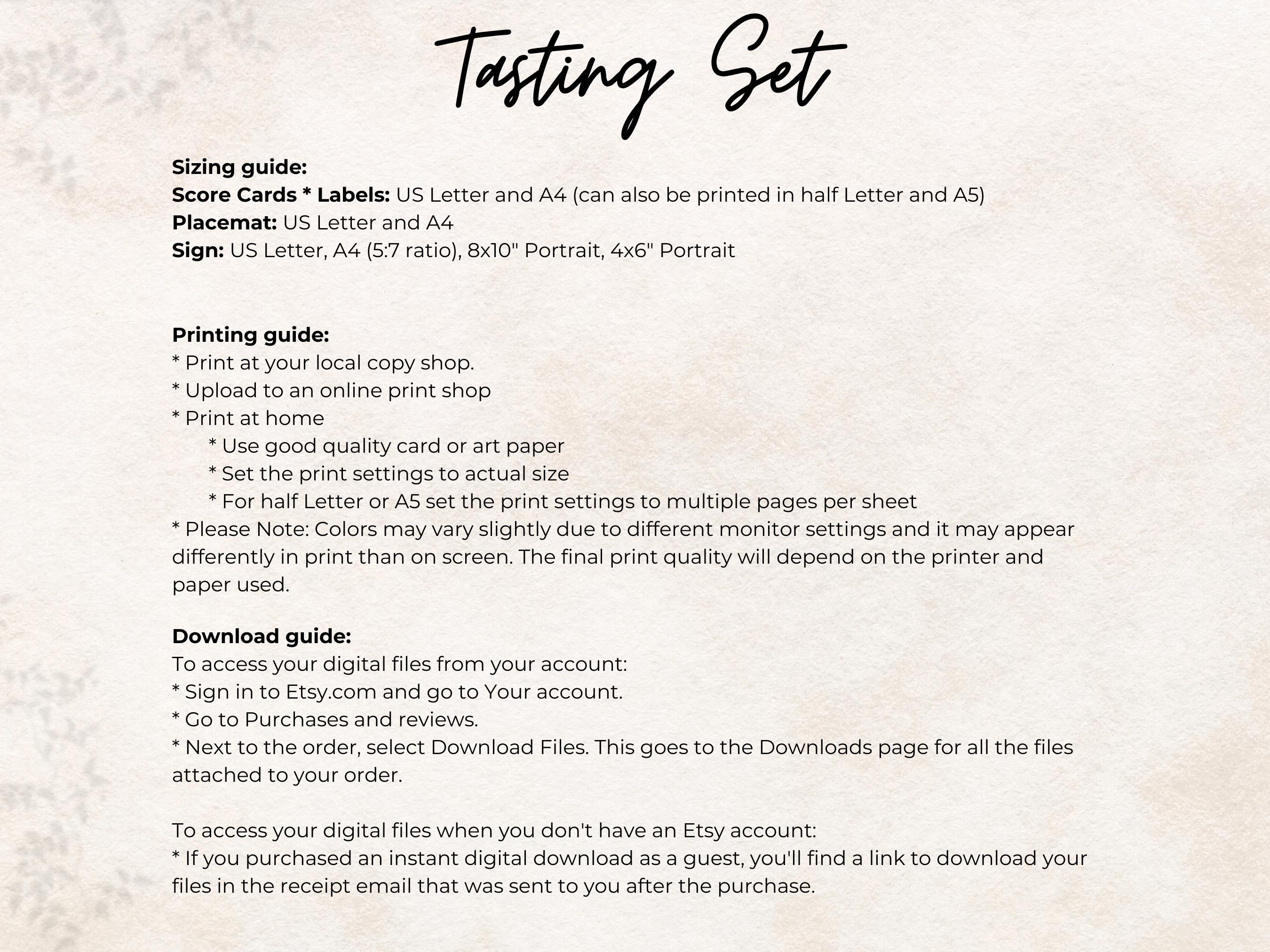 Dessert Tasting Party Kit, Scorecard, Label Tags, Placemat, Sign, 10 ...