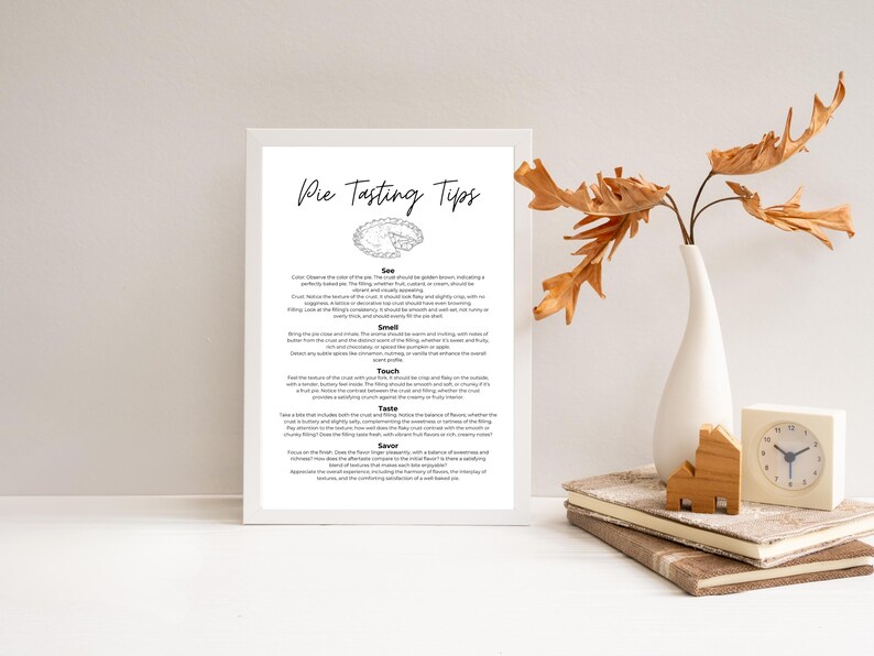 Pie Tasting Tips, Cheatsheet, Guide, Poster, Sign, Printable ...