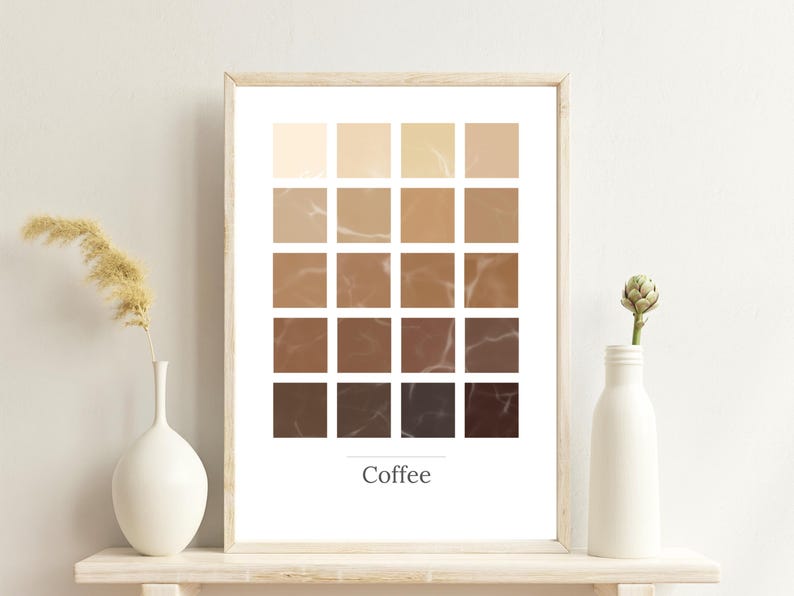 Coffee Color Guide, Types, Tips, Poster, Sign, Printable, Gift, Home ...