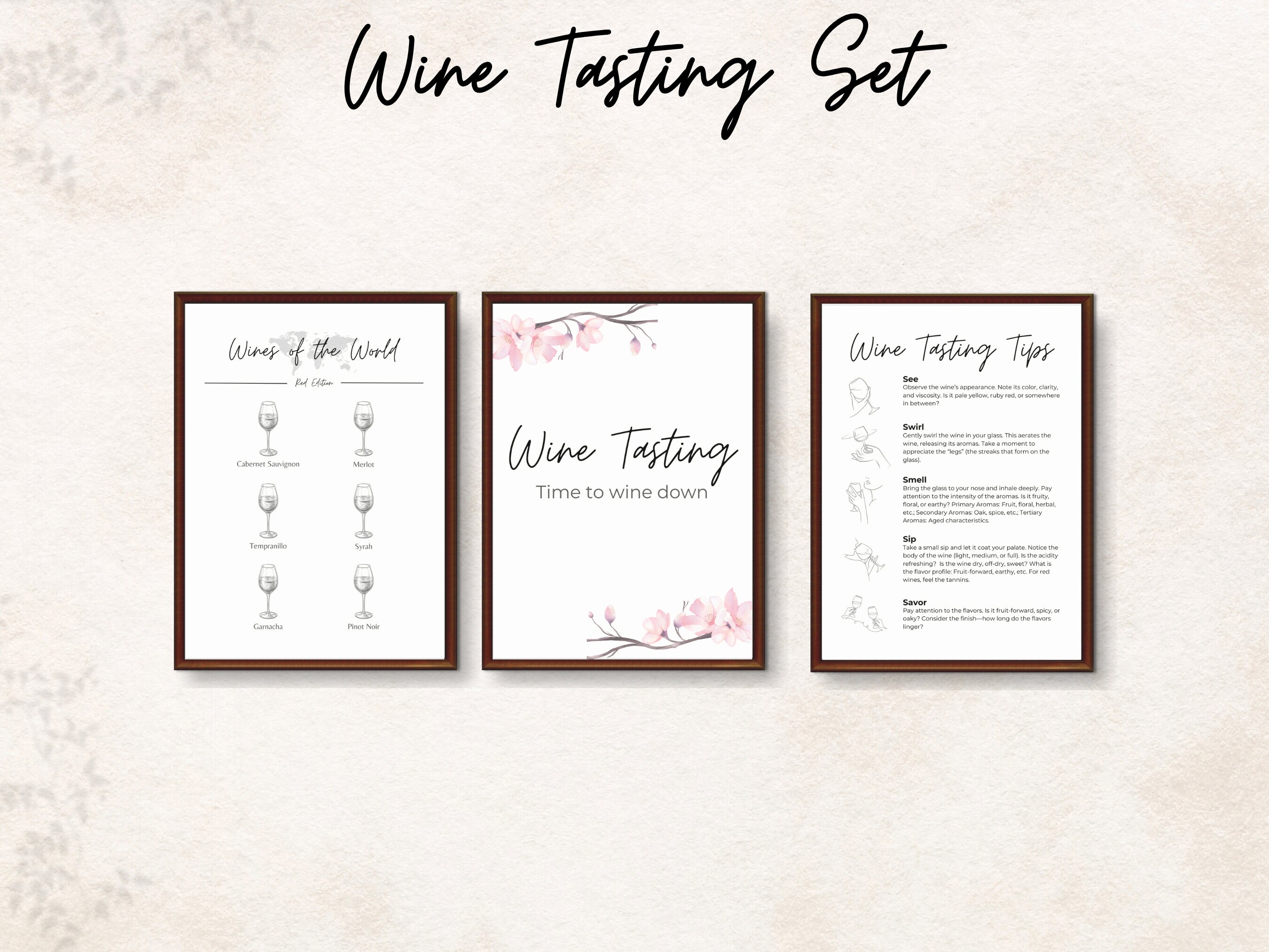 Wine Tasting Guide White Grape Reference Card, Cheat Sheet, Scorecard ...