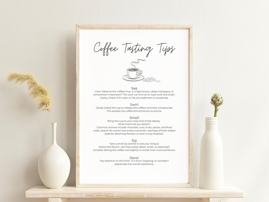 Coffee Tasting Tips, Cheatsheet, Guide, Poster, Sign, Printable, Bachelorette, Home Coffee ...